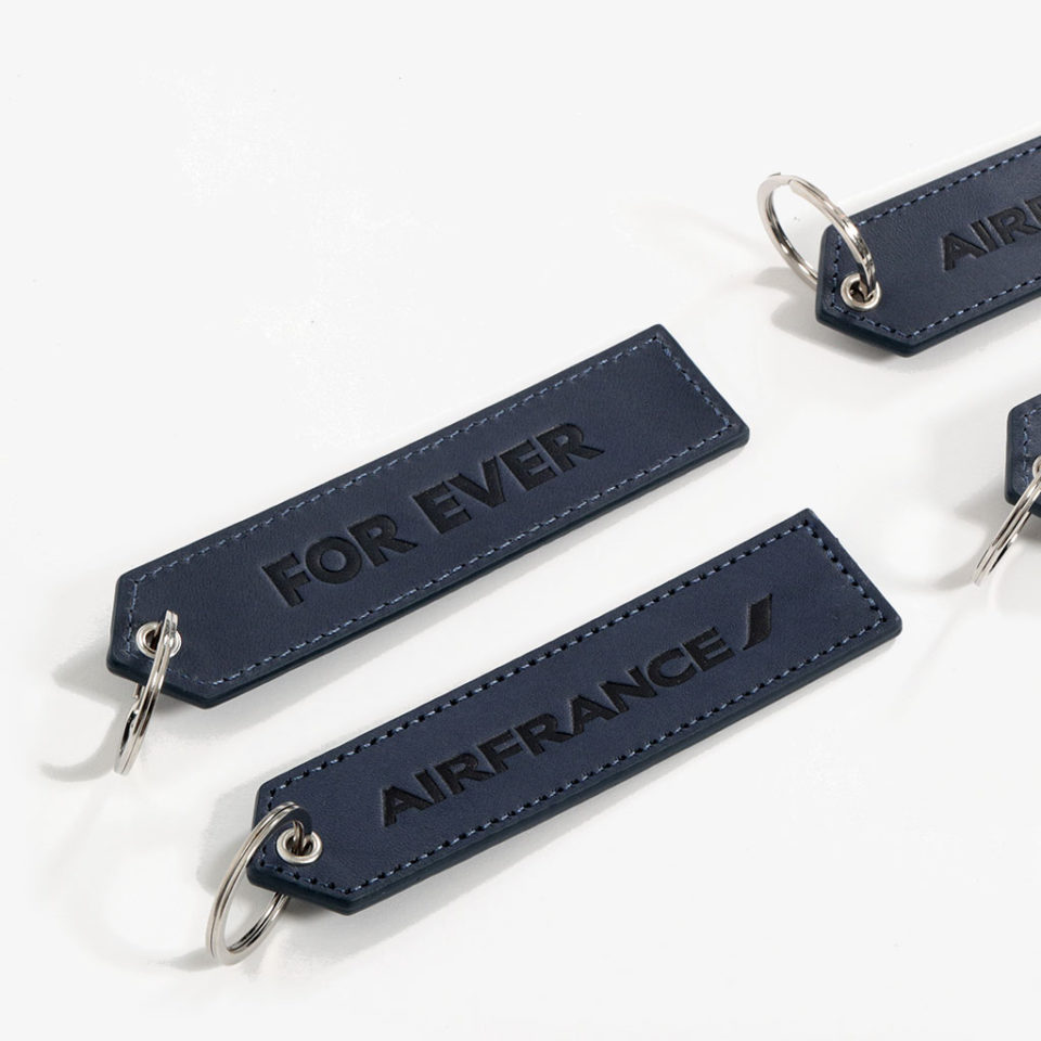 Navy Blue Leather Remove Keychain — Air France | AME